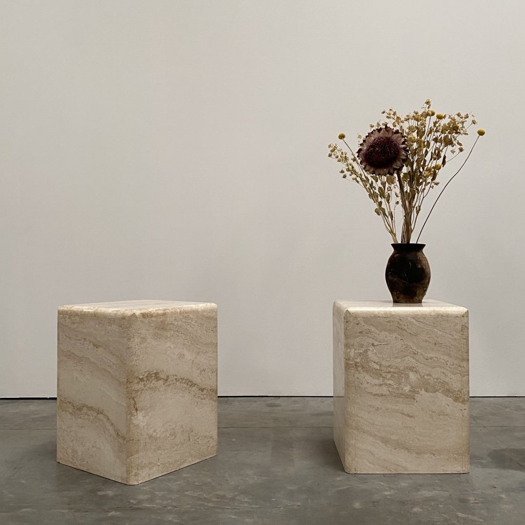 travertin side tables – Objet Vagabond